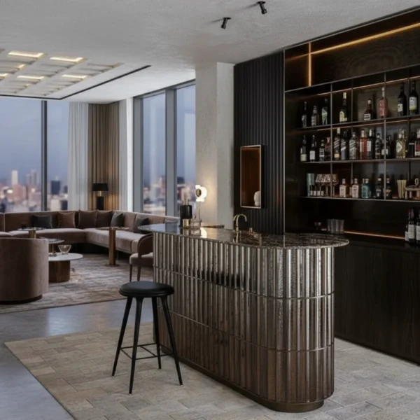 The Skyline Bar Modern Fluted Bar Counter Design | Order Now